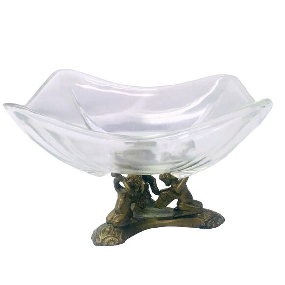 Vintage | Accents | Small Glass Vase Candy Dish With Brass Base | Poshmark
